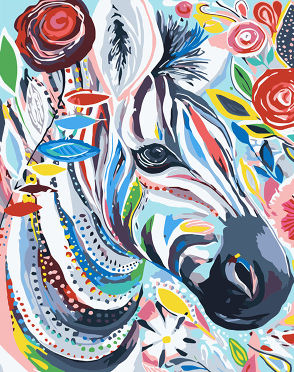 Multicolor Zebra Paint By Numbers Kit | Art Of Paint By Numbers