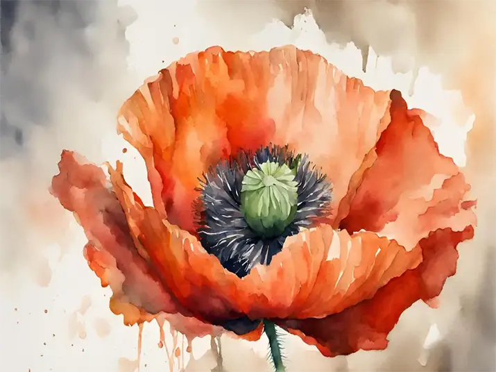 Watercolor Poppy Painting Painting | Art Of Paint By Numbers